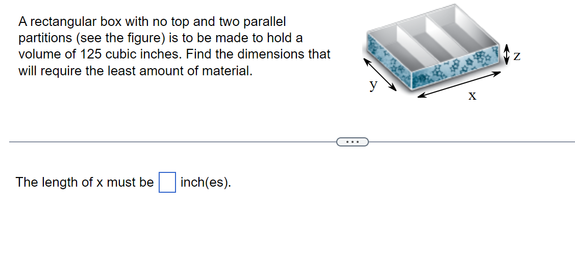 Solved A rectangular box with no top and two parallel | Chegg.com