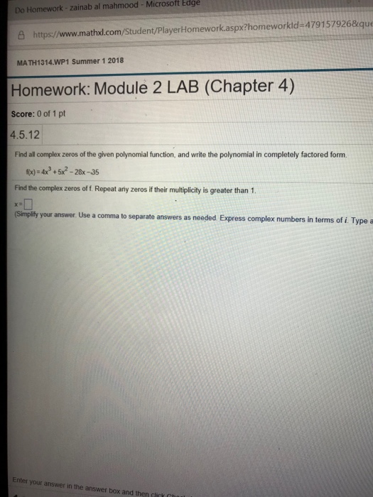 Solved Homework Module 2 Lab Chapter 4 Score 0 Of 1 Pt