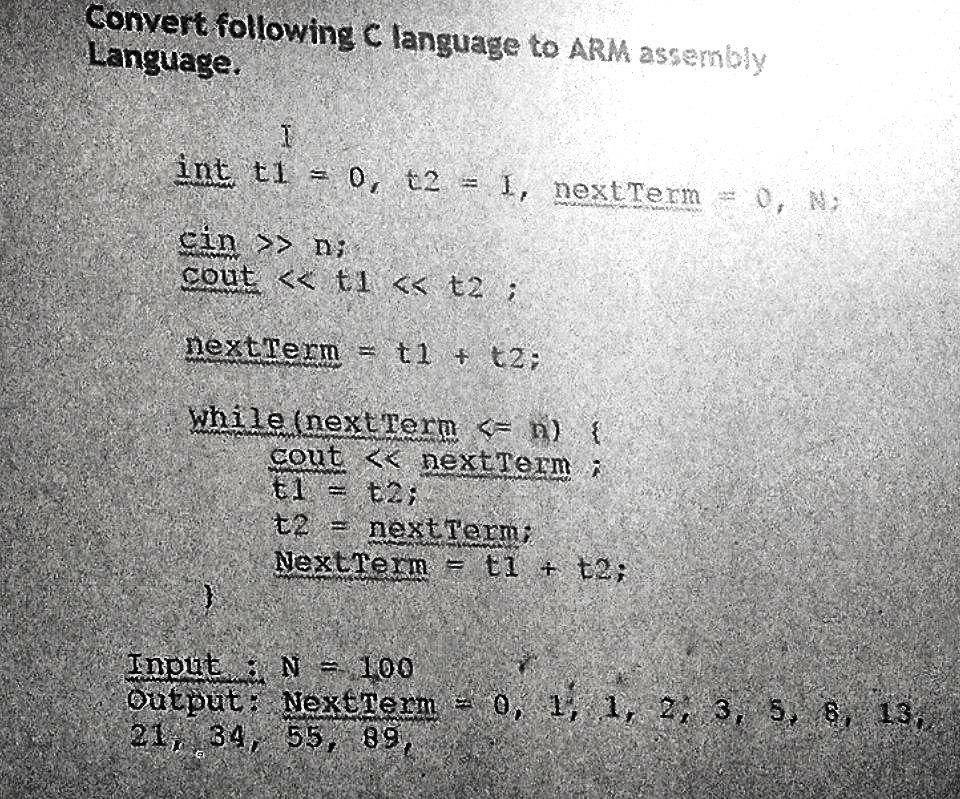 Solved Convert Following C Language To Arm Assembly Chegg