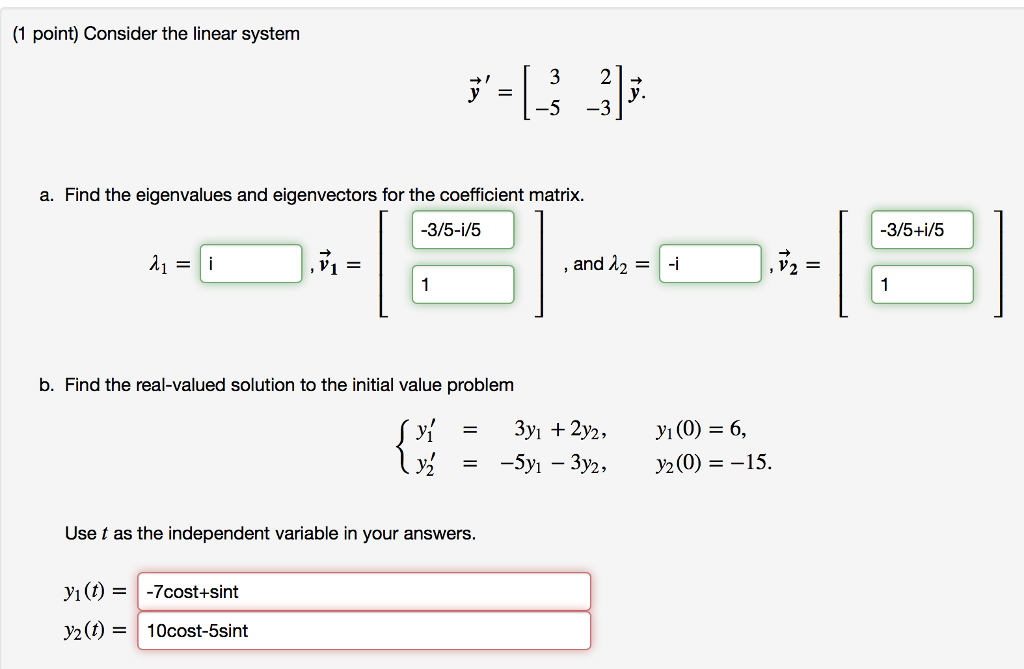 Solved Consider the linear system. Find the real-valued | Chegg.com
