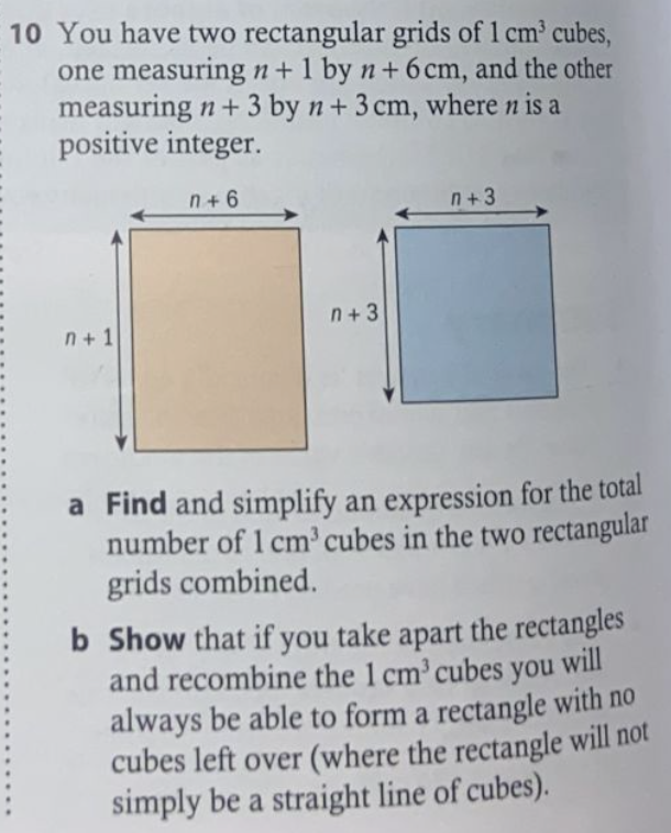 Solved 10 You have two rectangular grids of 1 cm3 cubes, one | Chegg.com