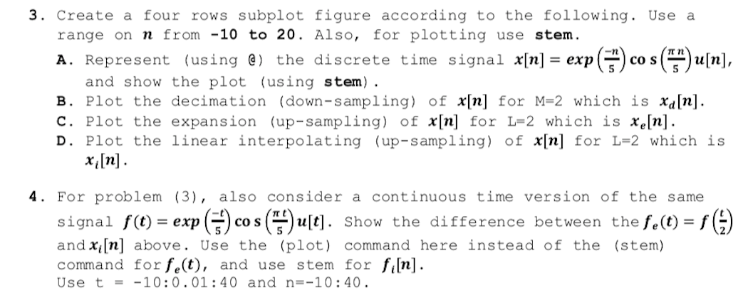 3. Create a four rows subplot figure according to the | Chegg.com