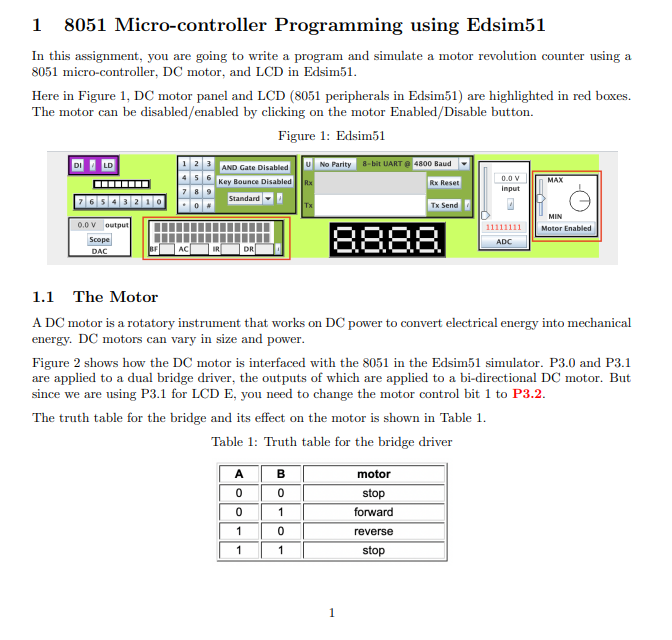 Solved 18051 Micro-controller Programming using Edsim51 In | Chegg.com
