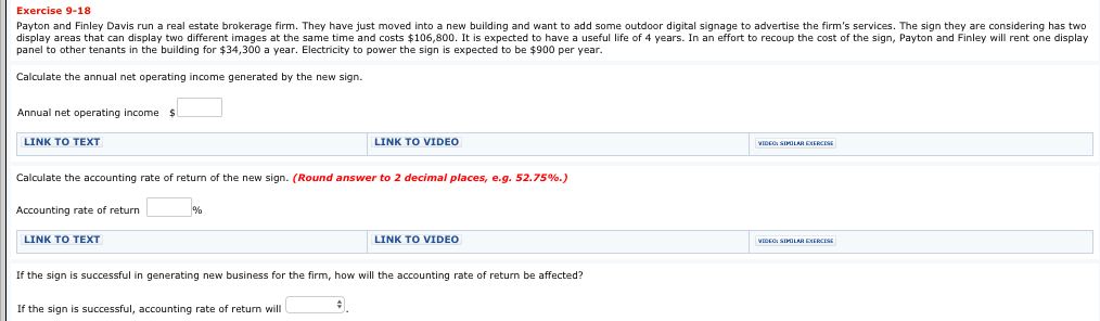 Solved Exercise 9-18 Payton and Finley Davis run a real | Chegg.com