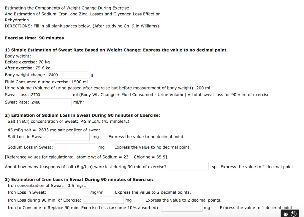 Estimating the Components of Weight Change During | Chegg.com