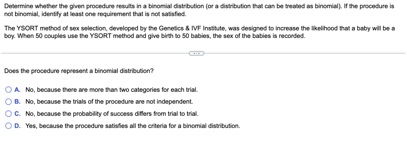 Solved Determine whether the given procedure results in a | Chegg.com