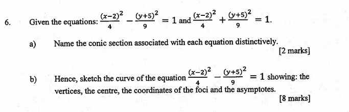 Solved a) Name the conic section associated with each | Chegg.com