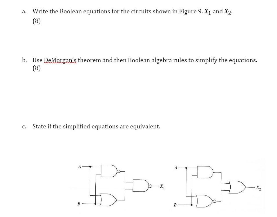 Solved a. Write the Boolean equations for the circuits shown | Chegg.com