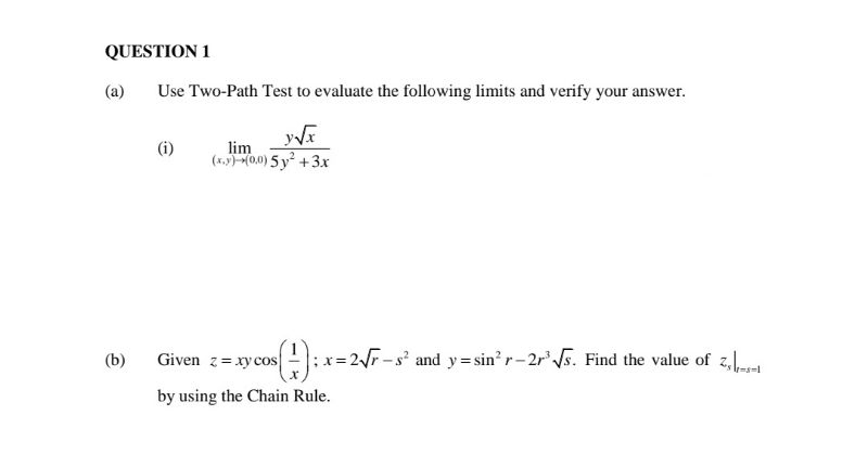Solved Use Two-Path Test to evaluate the following limits | Chegg.com Solved Use Two-Path Test to evaluate the following limits | Chegg.com
