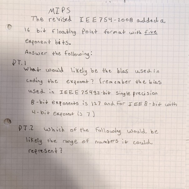 Solved MIPS The revised IEE754-2008 added a 16 bit floating | Chegg.com
