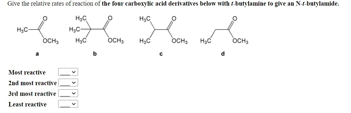 Solved Give the relative rates of reaction of the four | Chegg.com