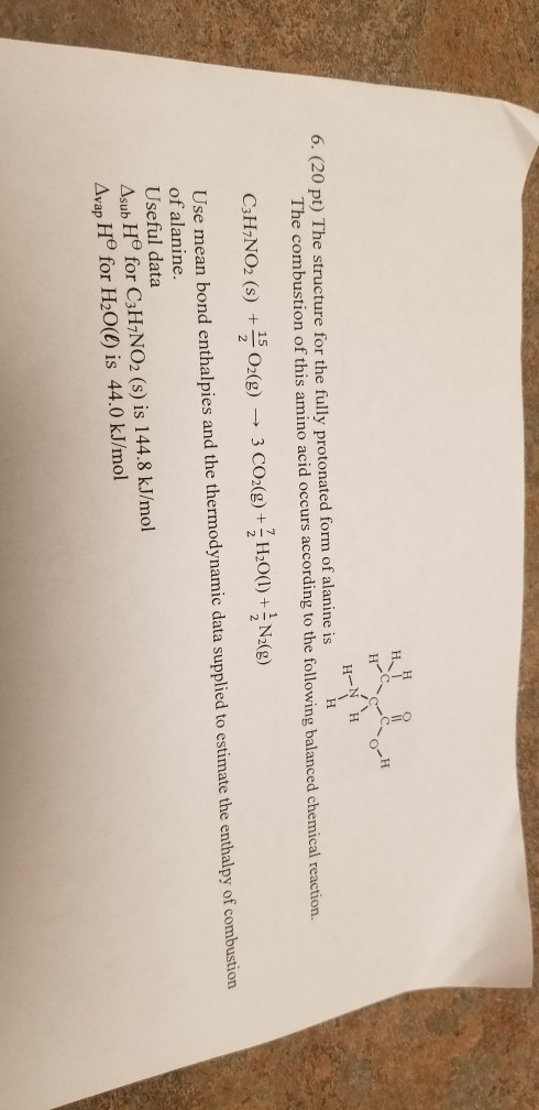 HH 6. (20 pt) The structure for the fully protonated | Chegg.com
