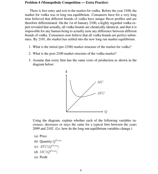 Solved Problem 4 (Monopolistic Competition-Extra Practice) | Chegg.com