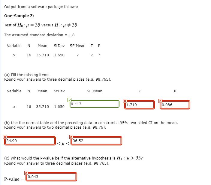 Solved Output from a software package follows: One-Sample Z: | Chegg.com