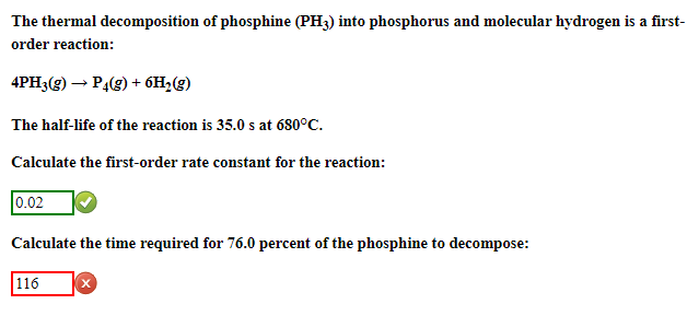 Solved The thermal decomposition of phosphine (PH3) into | Chegg.com
