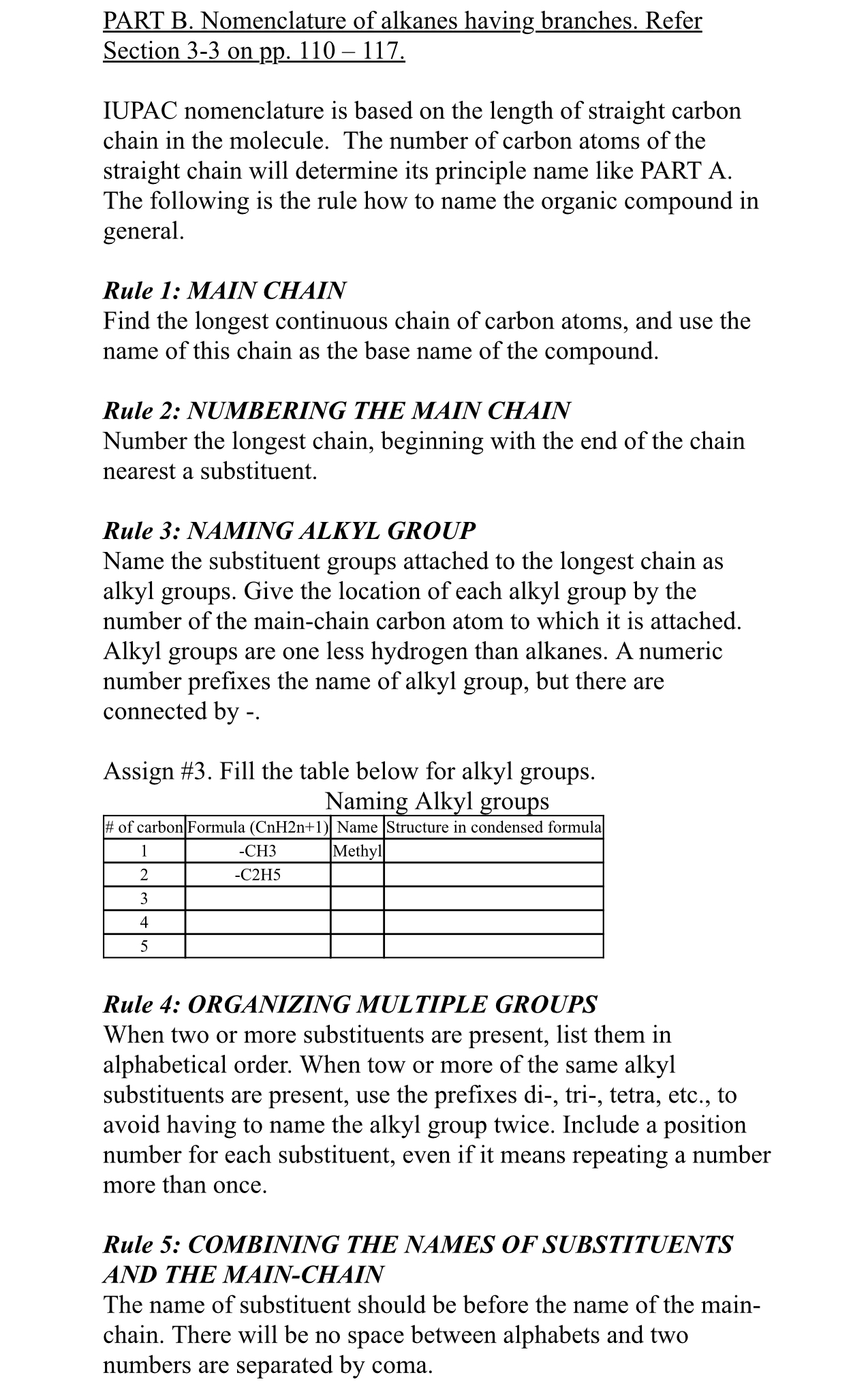 Solved PART B. ﻿Nomenclature of alkanes having branches. | Chegg.com