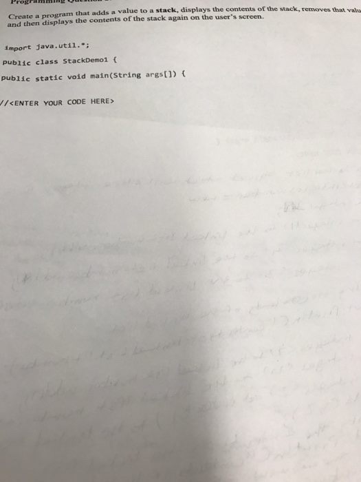 Solved Create a program that adds a value to a stack, | Chegg.com