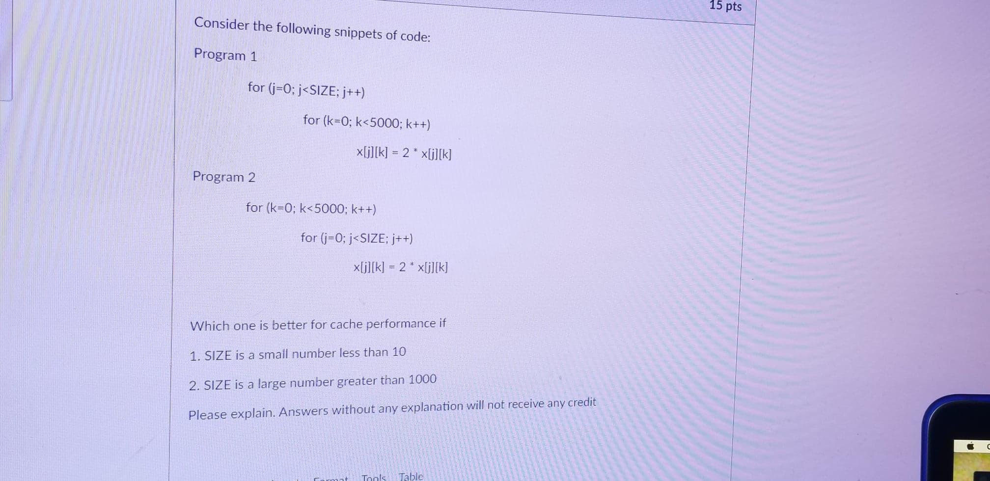 Solved 15 pts Consider the following snippets of code: | Chegg.com