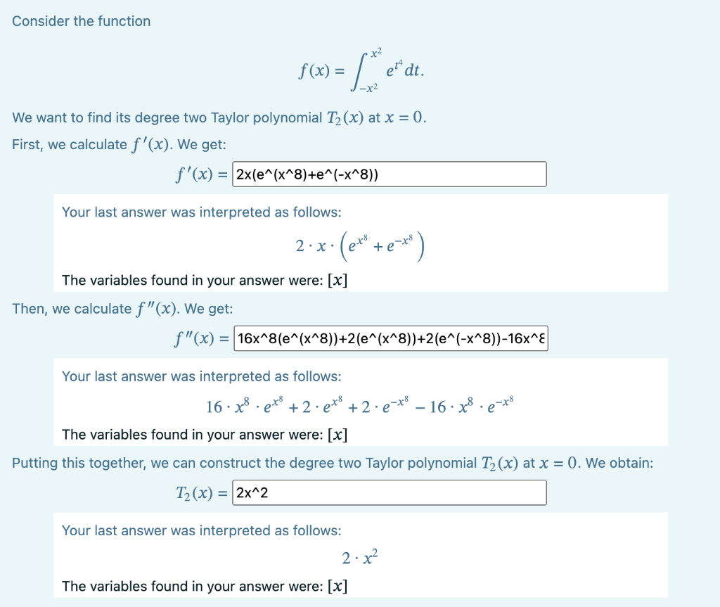 Solved Consider the function f(x)=∫−x2x2et4dt We want to | Chegg.com