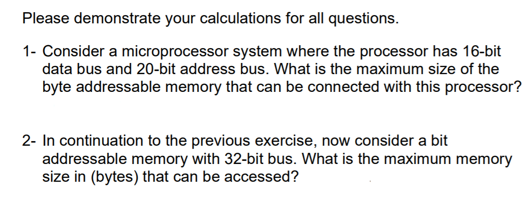 Solved Please demonstrate your calculations for all | Chegg.com