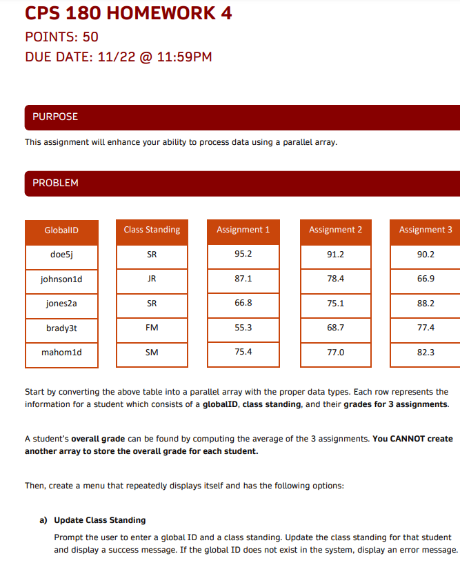 Solved CPS 180 ﻿HOMEWORK 4POINTS: 50DUE DATE: 11/22 ﻿@ | Chegg.com