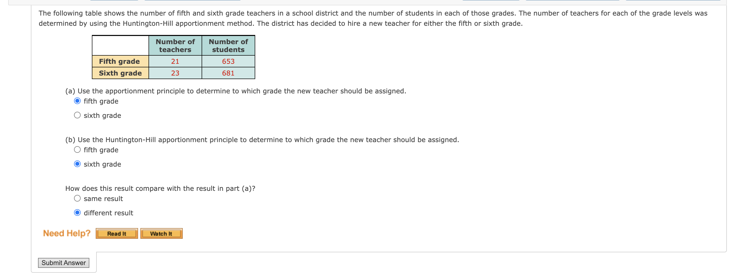 Solved determined by using the Huntington-Hill apportionment | Chegg.com