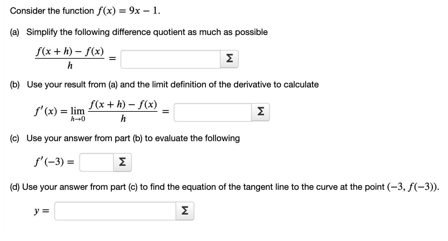 Solved Consider The Function F X 9x 1 A Simplify The