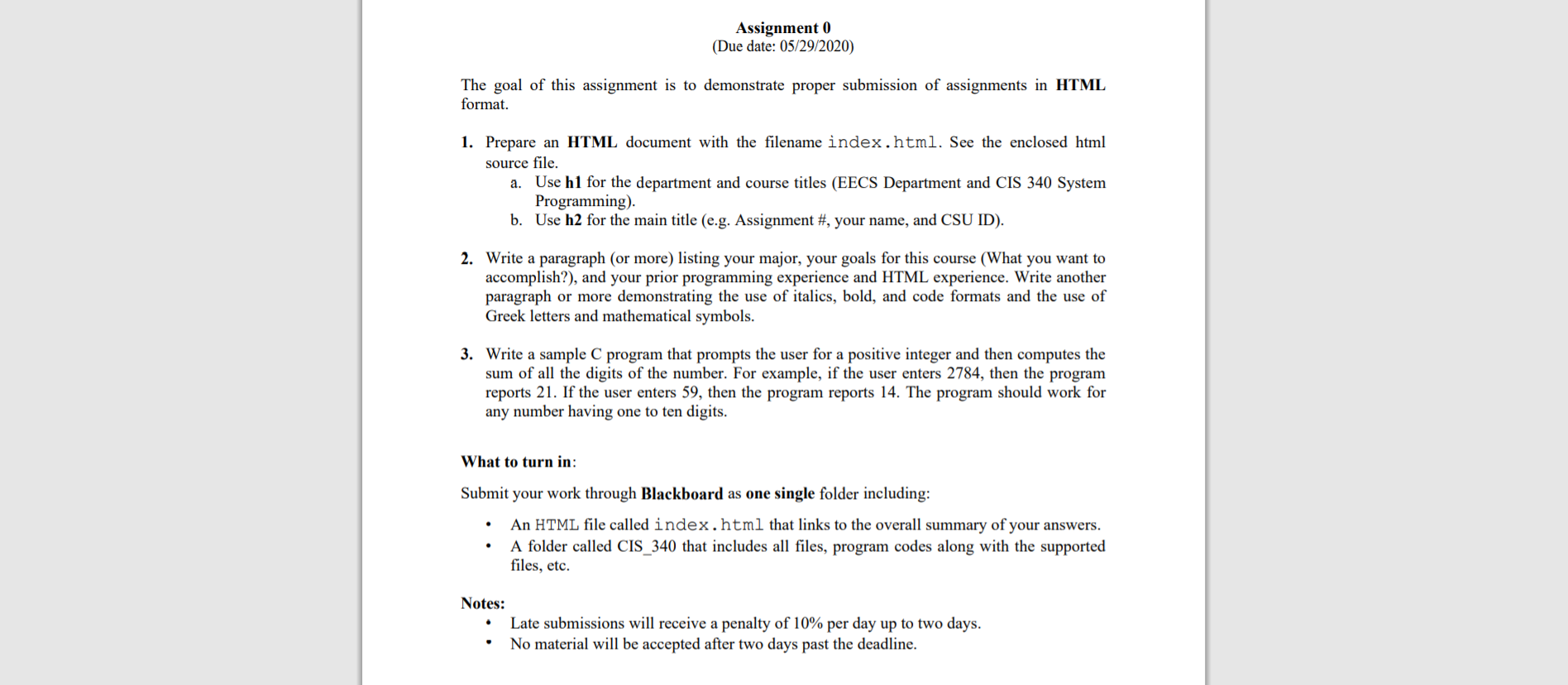 Solved Assignment 0 (Due date: 05/29/2020) The goal of this | Chegg.com