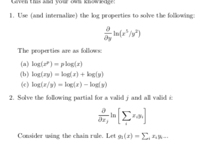 Solved 1. Use (and internalize) the log properties to solve | Chegg.com