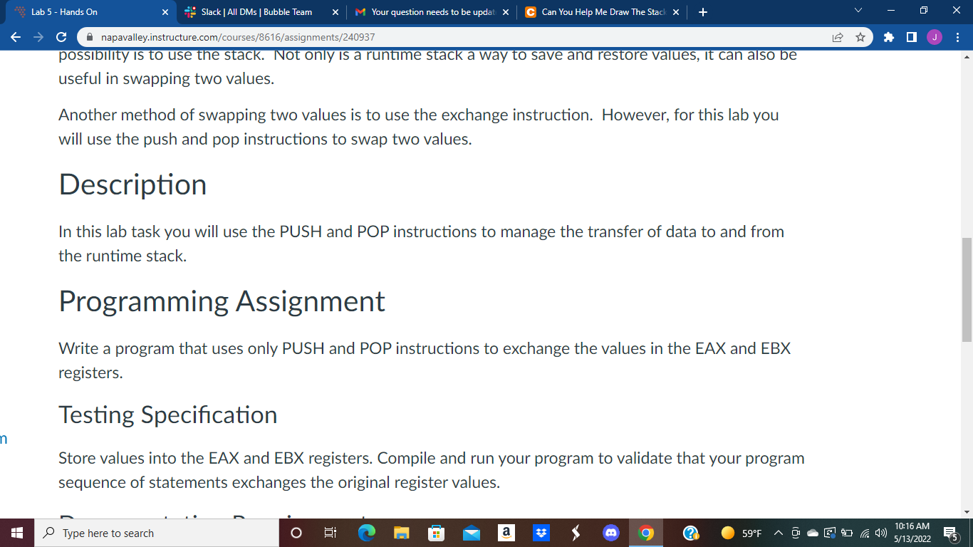 Solved Lab 5 - Hands On X Slack | All DMs | Bubble Team х M | Chegg.com