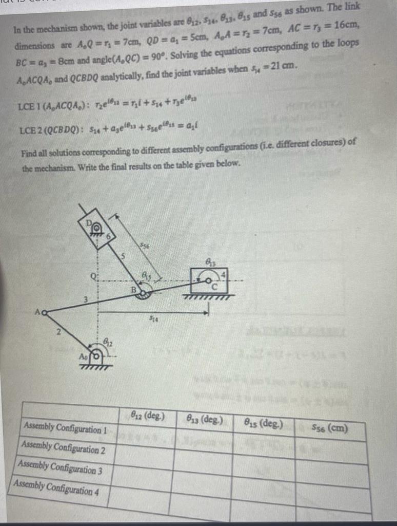 Solved In the mechanism shown, the joint variables are | Chegg.com