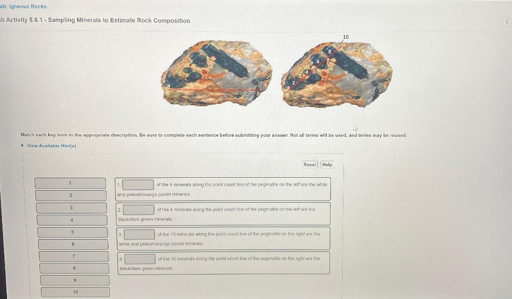 Solved b Activity 5.6.1 - Sampling Minerals to Estimate Rock | Chegg.com