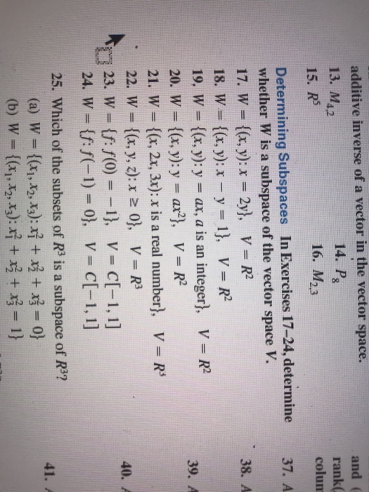 Solved additive inverse of a vector in the vector space. 13. | Chegg.com