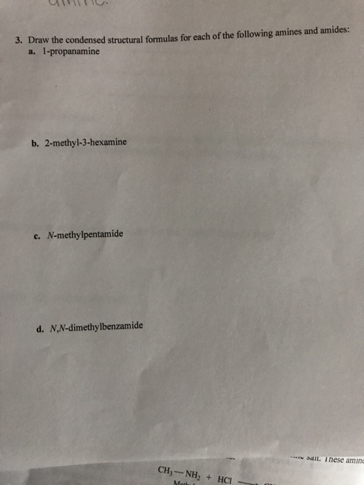 Solved 3. Draw the condensed structural formulas for each of | Chegg.com