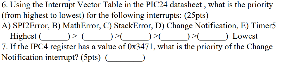 Solved 6. Using the Interrupt Vector Table in the PIC24 | Chegg.com