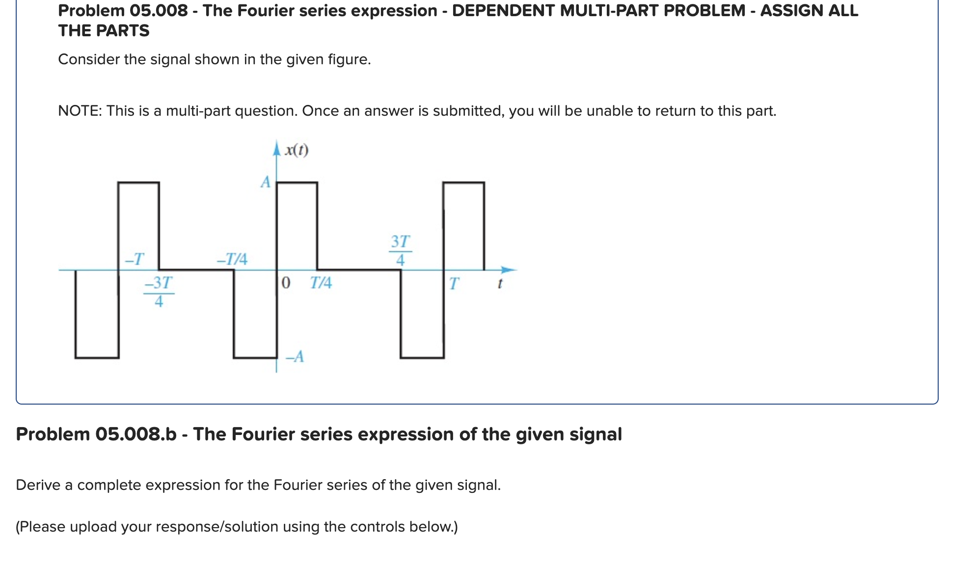 Solved Problem 05.008 - ﻿The Fourier series expression - | Chegg.com