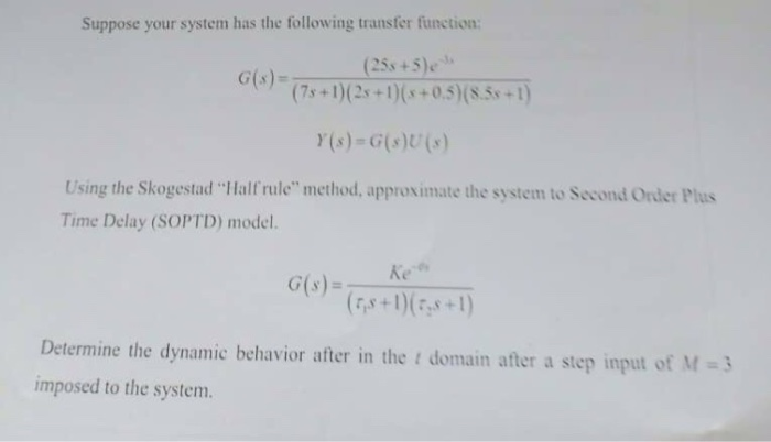 Solved Suppose your system has the following transfer | Chegg.com