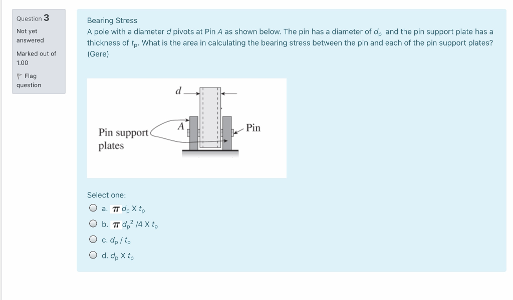 Solved Question 3 Not yet answered Bearing Stress A pole | Chegg.com