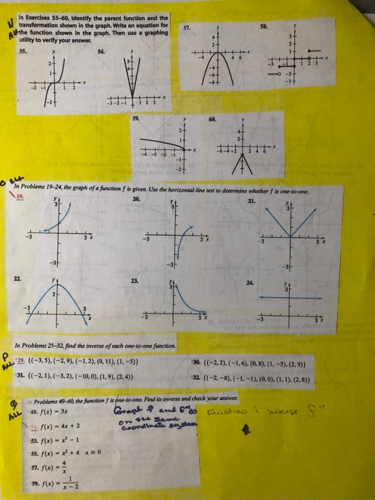 Solved In Exercises 55-60, identify the parent function and | Chegg.com