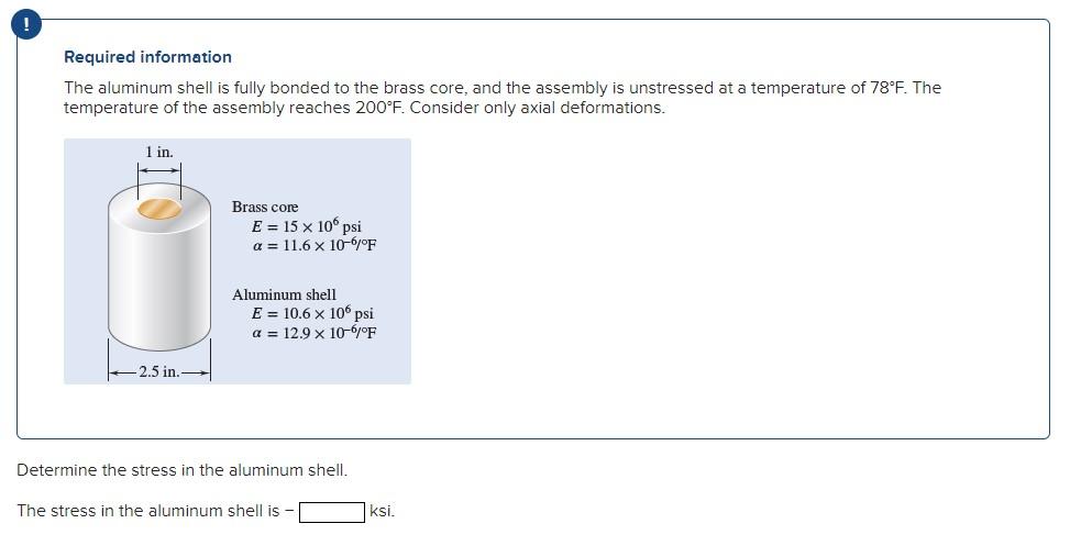 Solved Required information The aluminum shell is fully | Chegg.com