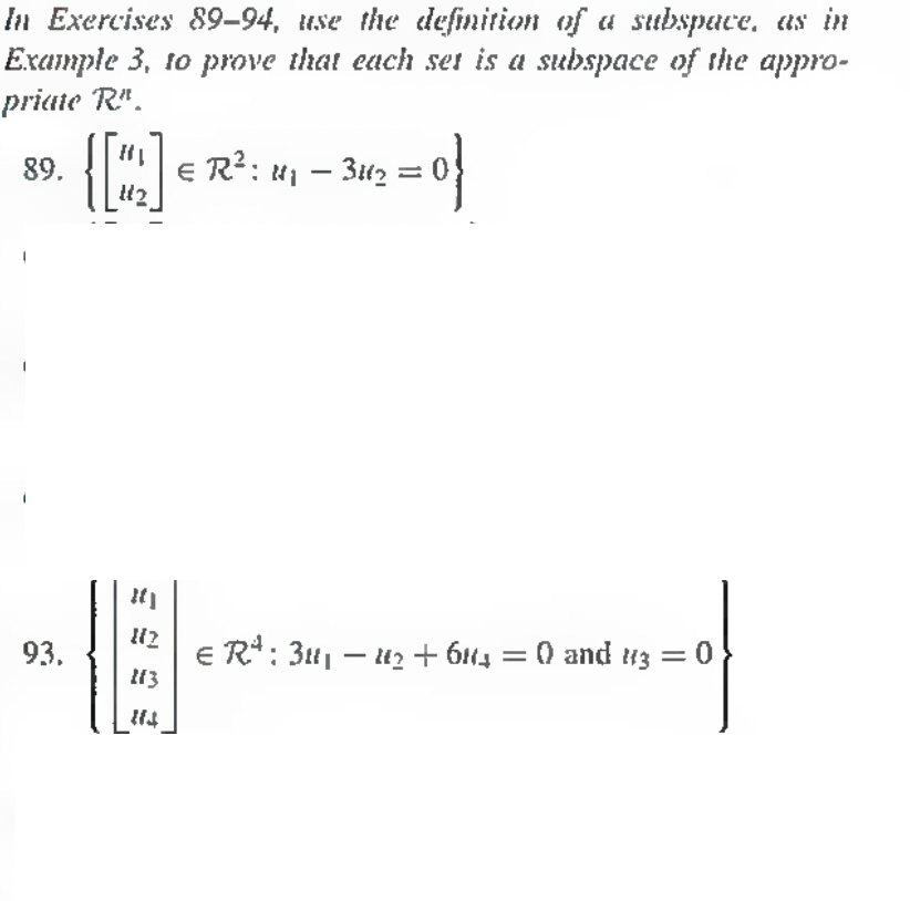 Solved In Exercises 89–94, use the definition of a subspace, | Chegg.com
