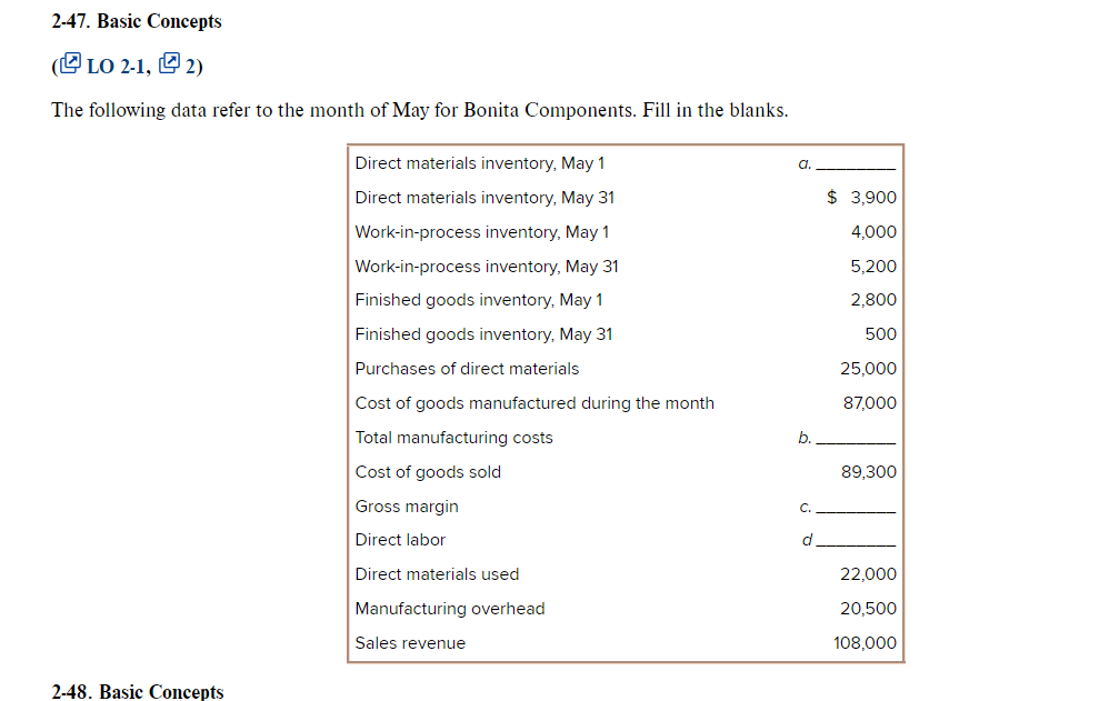 Solved The following data refer to the month of May for | Chegg.com Solved The following data refer to the month of May for | Chegg.com