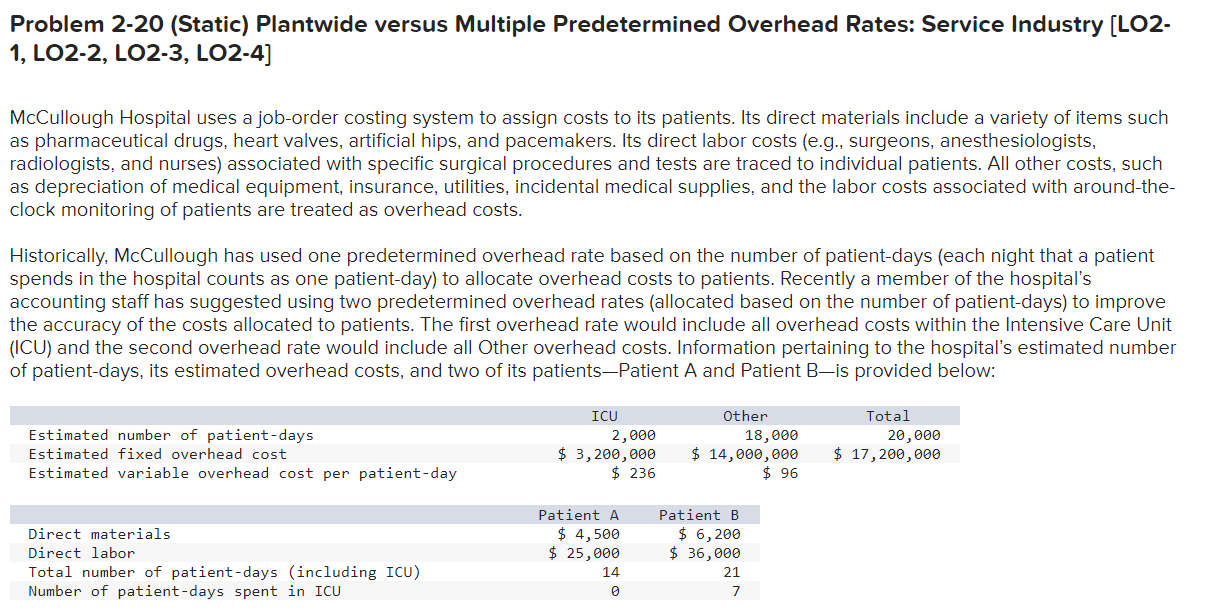 Solved Problem 2-20 (Static) Plantwide versus Multiple | Chegg.com