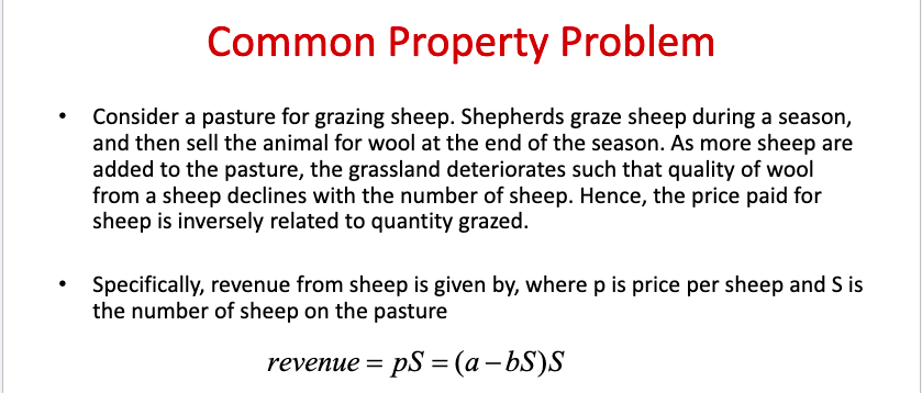 Common Property Problem Consider a pasture for | Chegg.com