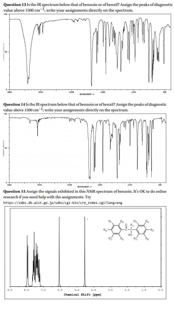 Solved Question 13 Is the IR spectrum below that of benzoin | Chegg.com