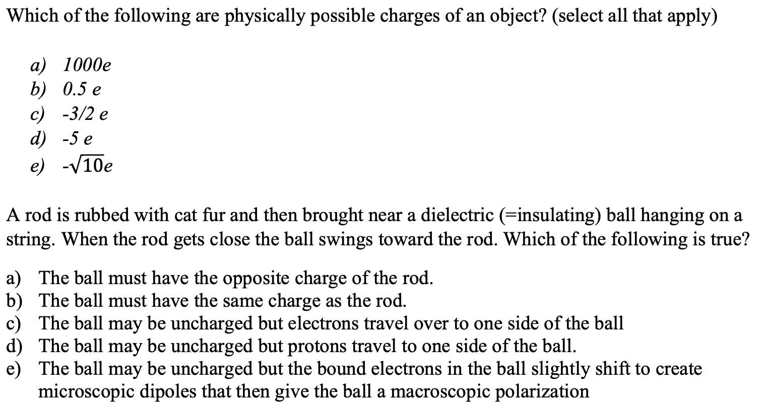Solved Which of the following are physically possible | Chegg.com