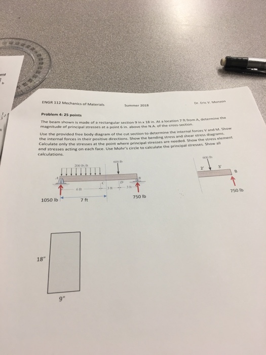 Solved ENGR 112 Mechanics of Materials Or. Erik V. Monaon | Chegg.com