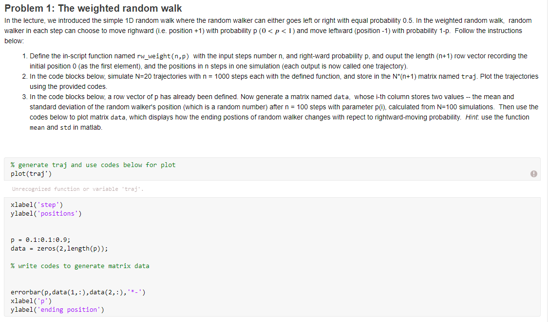 Solved Problem 1: The weighted random walk In the lecture, | Chegg.com