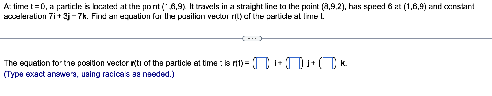 Solved At time t=0, a particle is located at the point | Chegg.com
