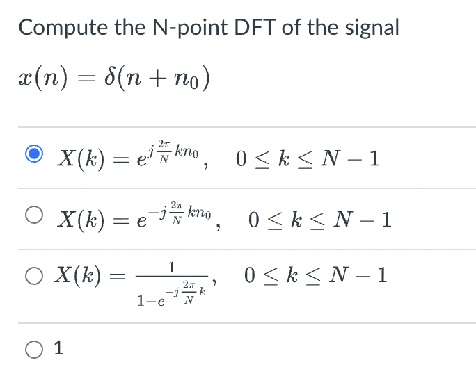 Solved Compute the N-point DFT of the signal x(n) = g(n+no) | Chegg.com
